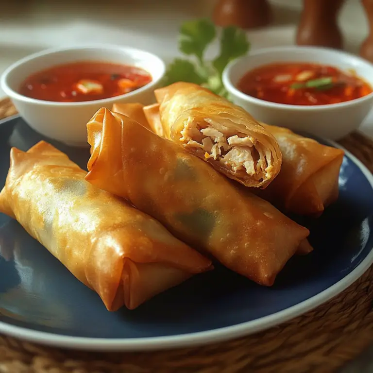 Chicken Spring Rolls - Lizarecipes.com