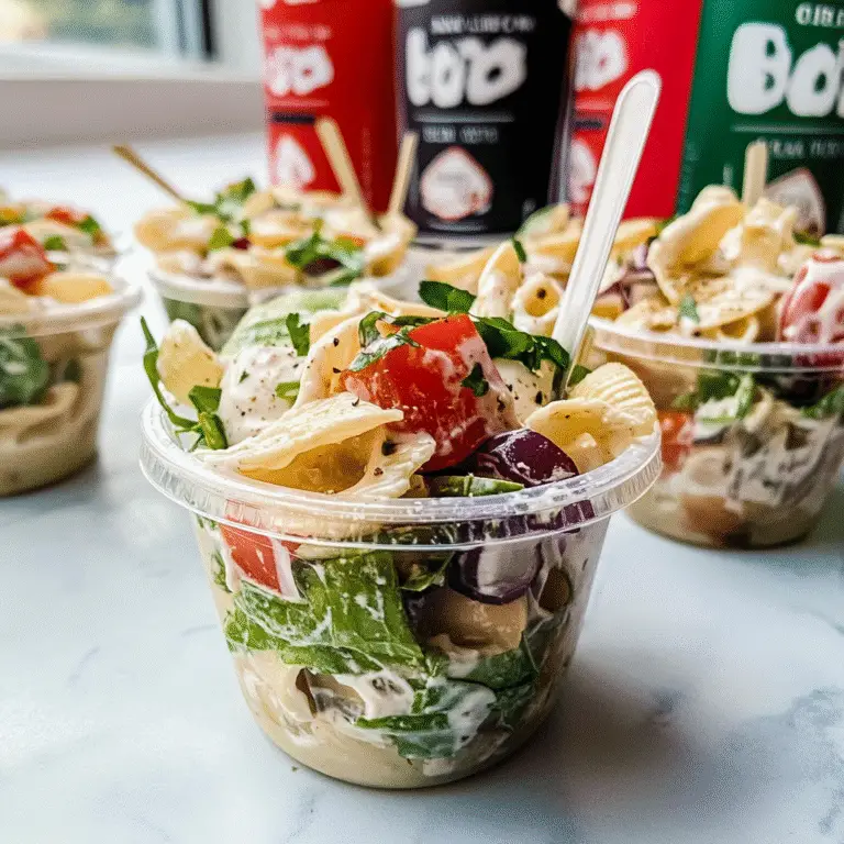 Caesar Pasta Salad Cups - Lizarecipes.com